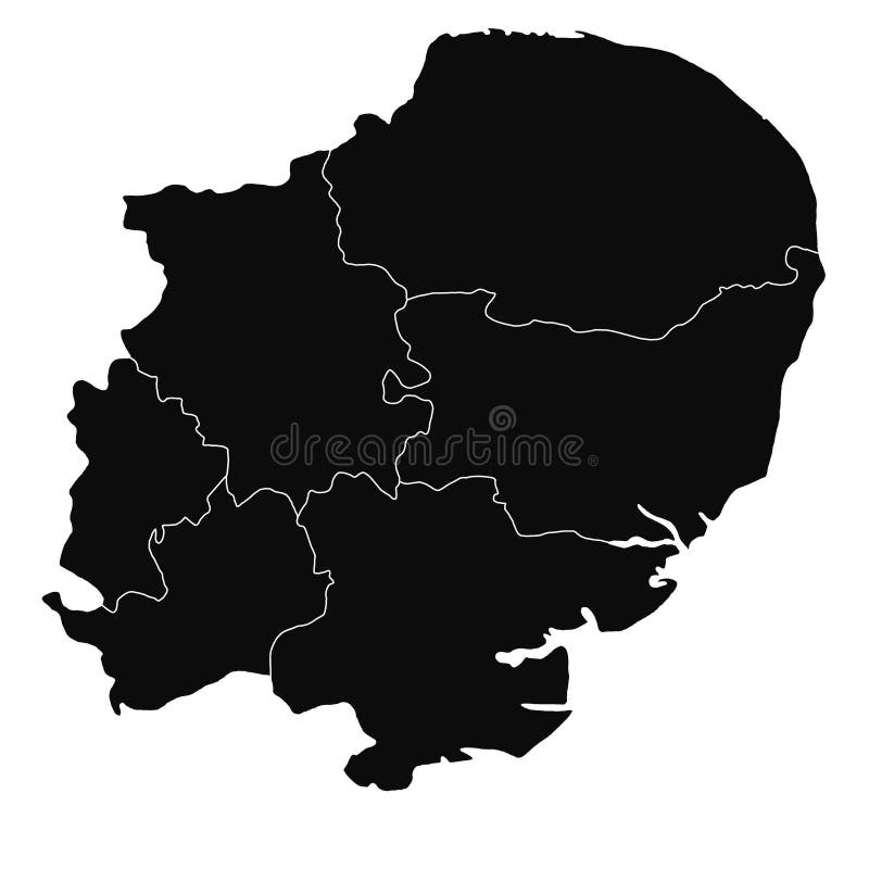 3d Rendering High Quality Outline Map Of East Of England Is A Region Of England With Borders Of