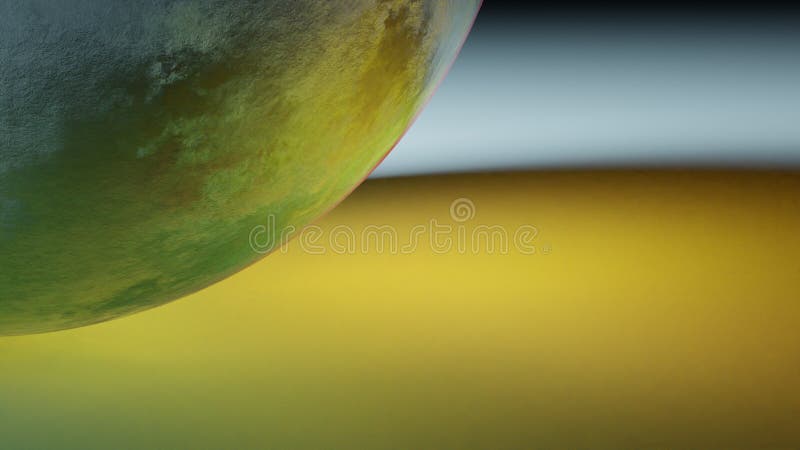 3D Rendering. 3D High Quality Render. Giant Planet Floating with Yellow ...