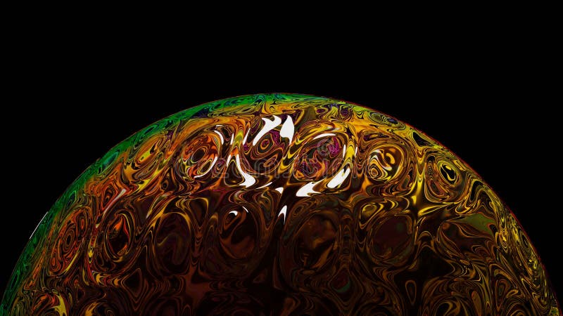 3D Rendering. 3D High Quality Render. Glass Sphere with a Liquid ...