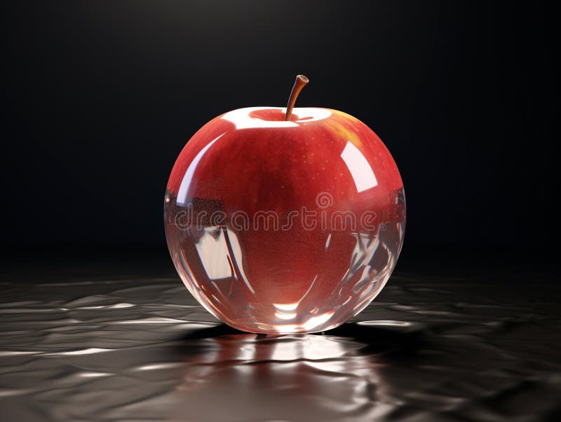 3d Rendering High Quality Transparent Glass an Apple Stock Illustration ...