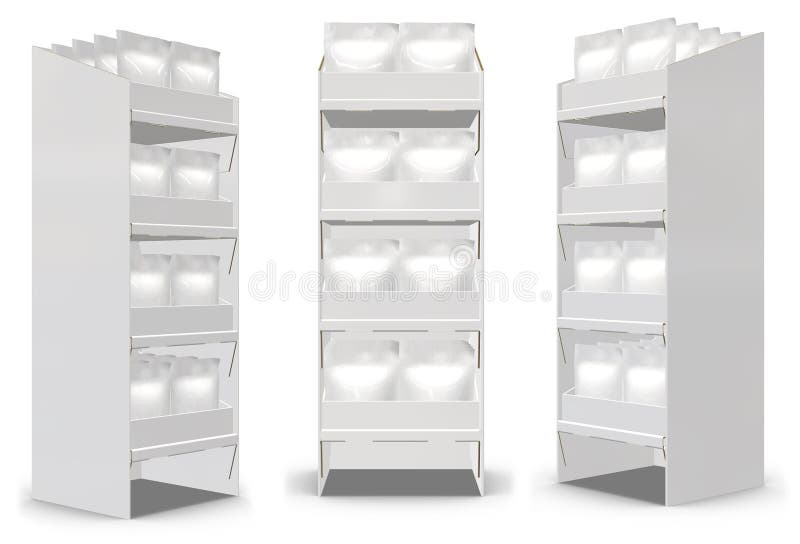 3D Rendering - High Resolution Image Pos Floor Display Box with Pouch ...