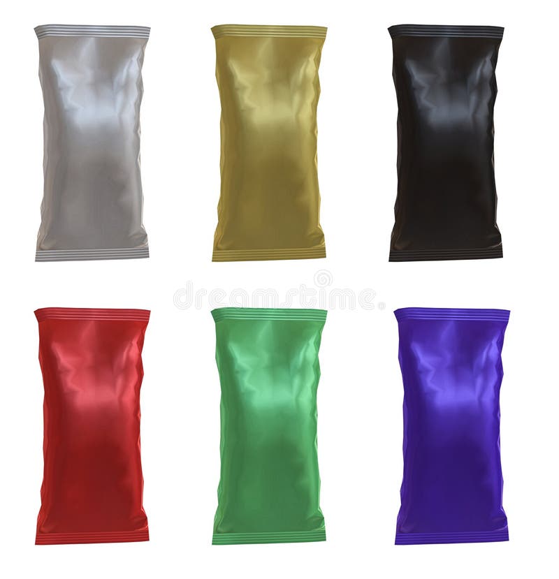 3D Rendering - High Resolution Image Six Colors of Pillow Bag Isolated ...