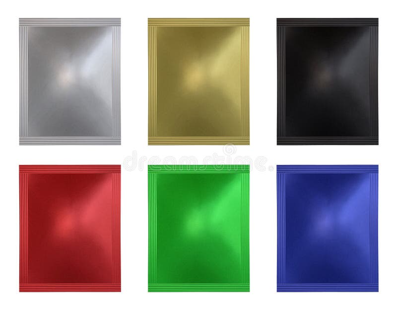 3D Rendering - High Resolution Image Six Colors of Sachet Bag Isolated ...