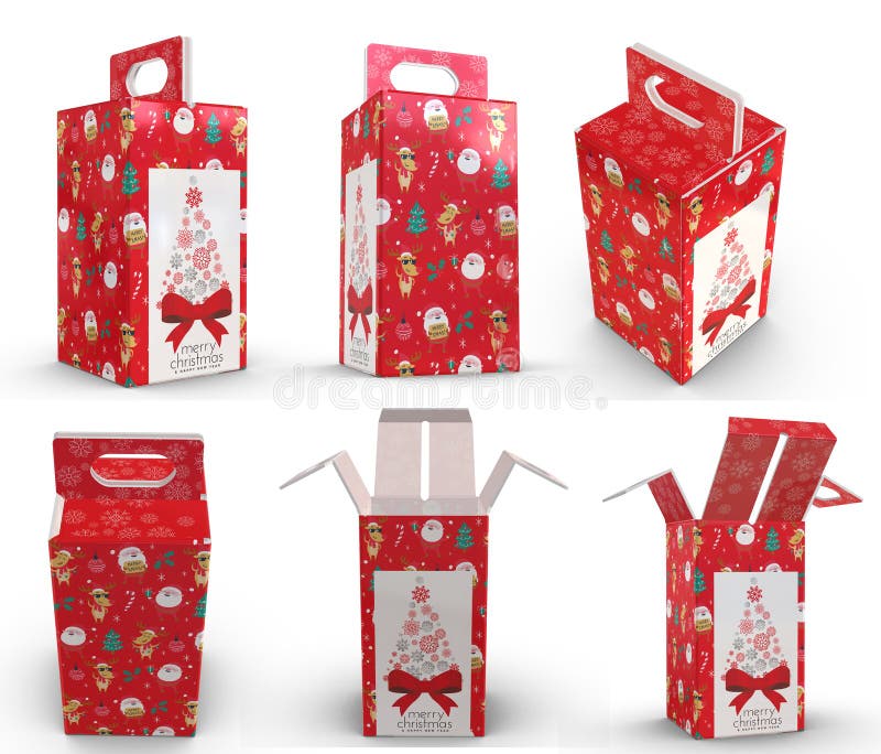 3D Rendering - High Resolution Image White Christmas Box with Design ...
