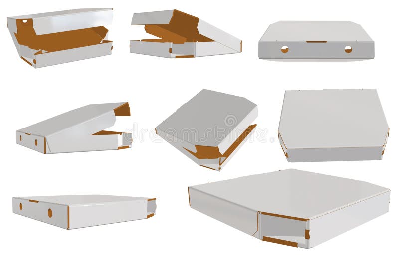 3D Rendering - High Resolution Image White Pizza Box Template Isolated ...