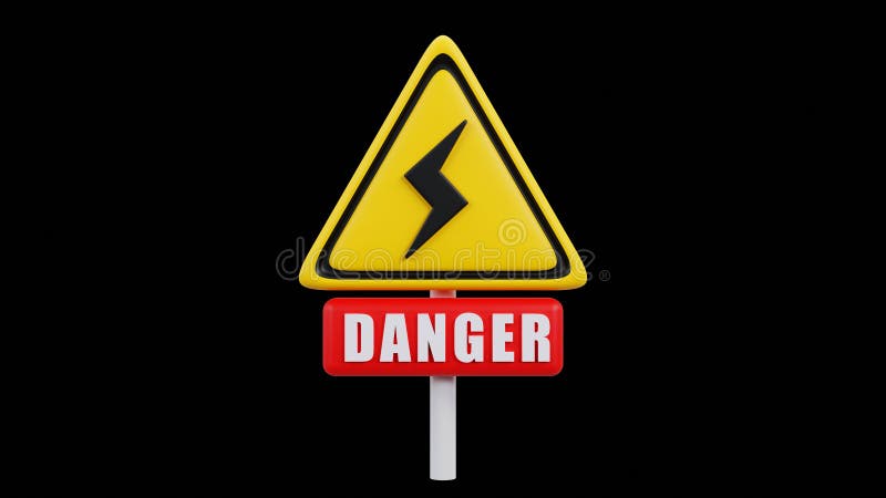 3D Rendering of High Voltage Sign in Triangle Shape, Danger Warning ...