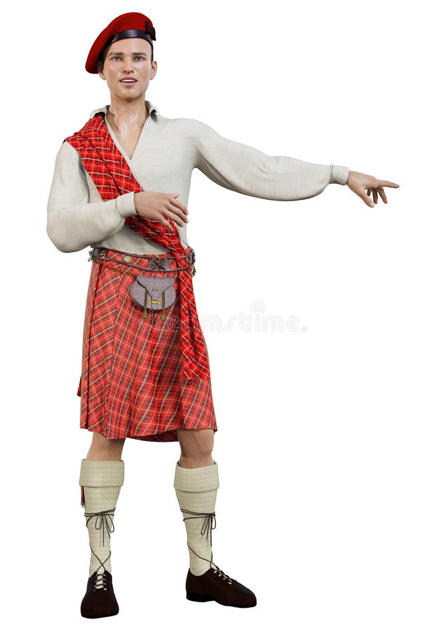 3D Rendering Highlander on White Stock Illustration - Illustration of ...