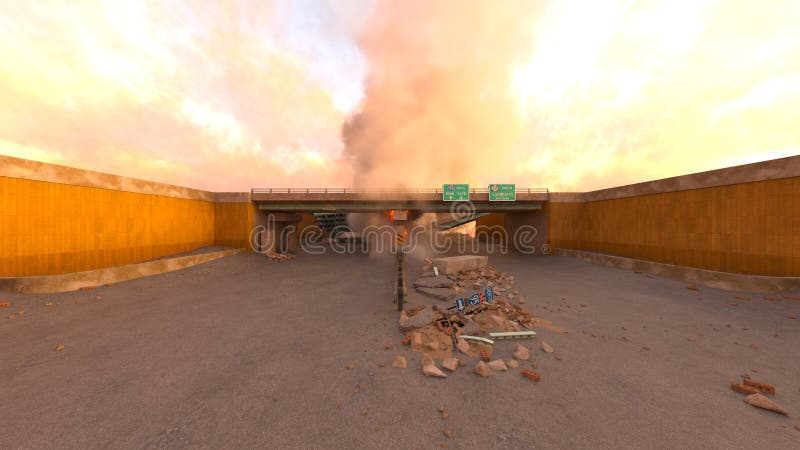 3D Rendering of the Highway Fire Stock Illustration - Illustration of ...