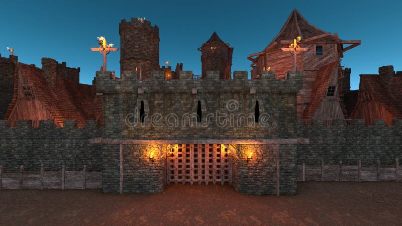 3D rendering of Castle stock illustration. Illustration of stone ...