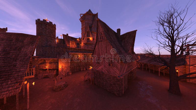 3D Rendering of Historic Castle Stock Illustration - Illustration of ...