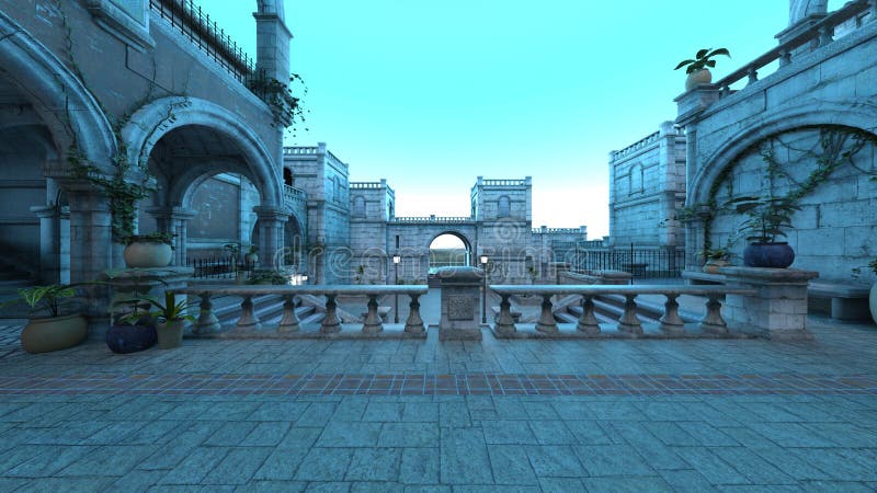 3D Rendering of Historic Castle Stock Illustration - Illustration of ...