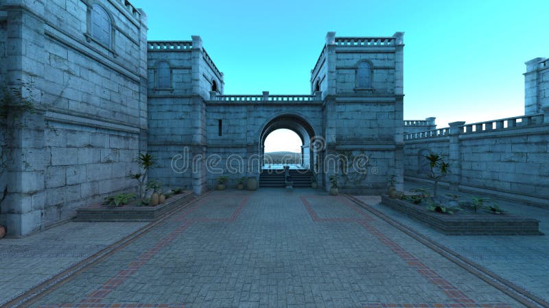 3D Rendering of Historic Castle Stock Illustration - Illustration of ...
