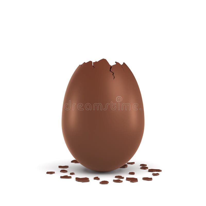 3d Rendering of a Hollow Chocolate Egg with a Broken Off Pointy Top and ...