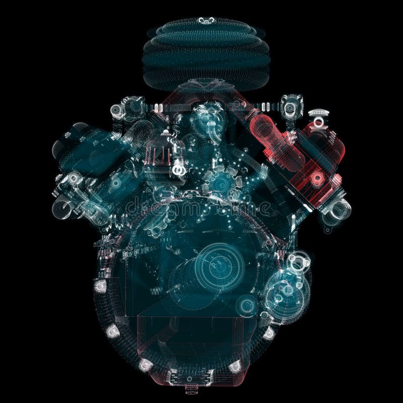 3D Rendering, Holographic Particle Engine Stock Illustration ...