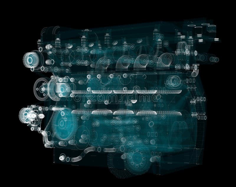 3D Rendering, Holographic Particle Engine Stock Illustration ...