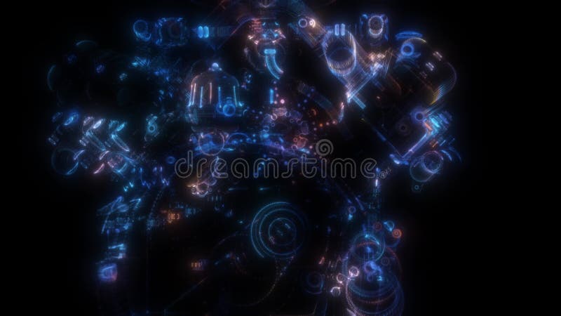 3D Rendering, Holographic Particle Engine Stock Video - Video of xray ...