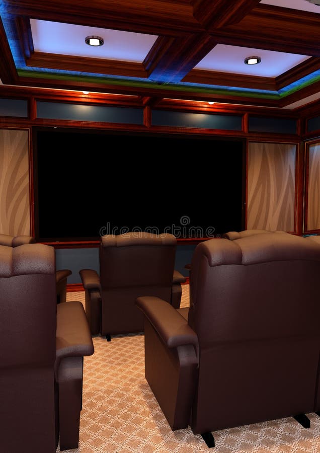 3D Rendering Home Theater stock photo. Image of theater - 130605830