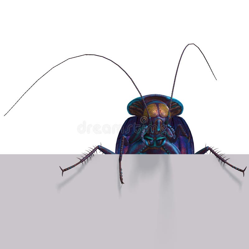 3D-illustration of a Creepy Cartoon Cockroach. Isolated Rendering ...