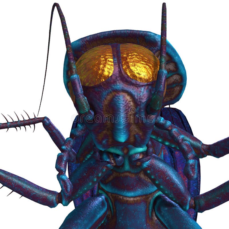 3D-illustration of a Creepy Cartoon Cockroach. Isolated Rendering ...