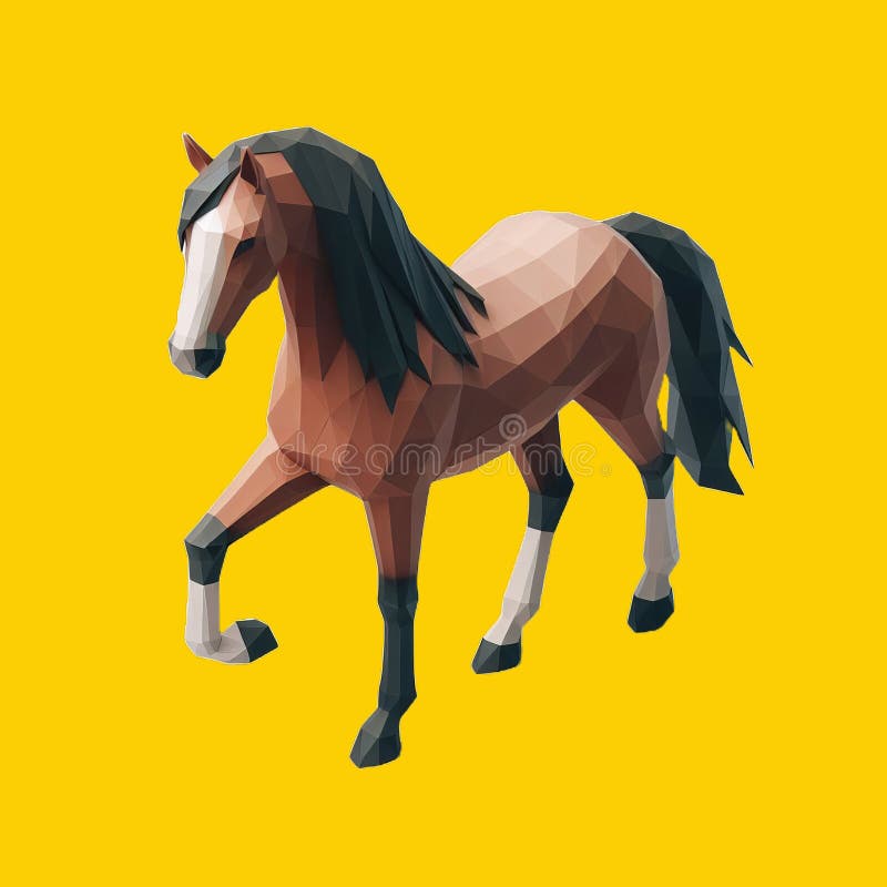 3D Rendering of a Horse Low Polygon Isolated Stock Illustration ...