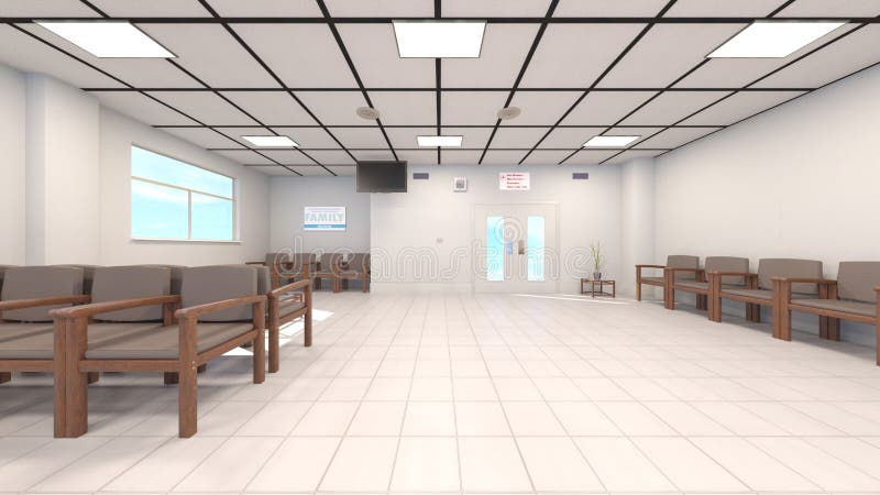 3D Rendering of the Hospital Corridor Stock Illustration - Illustration ...