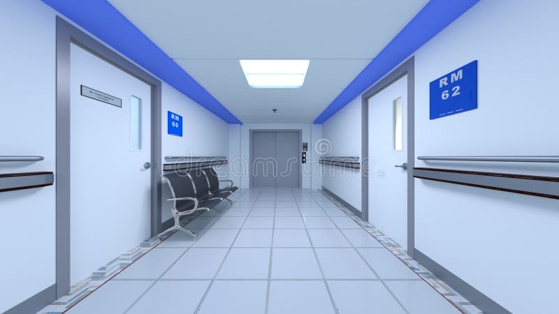 3D Rendering of the Hospital Corridor Stock Illustration - Illustration ...