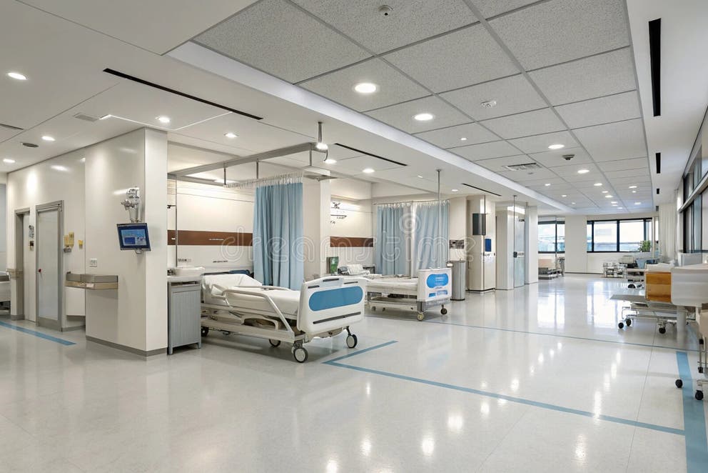 3D Rendering of a Hospital Interior Stock Illustration - Illustration ...