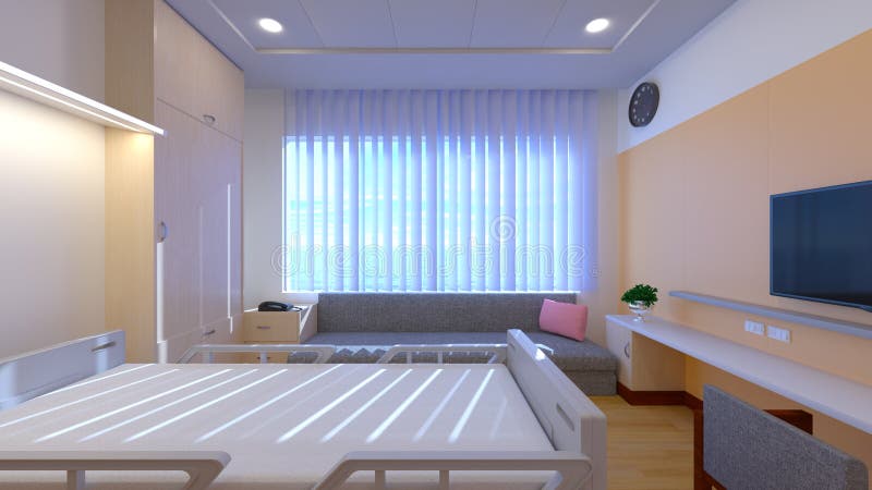 3D Rendering of the Hospital Room Stock Illustration - Illustration of ...