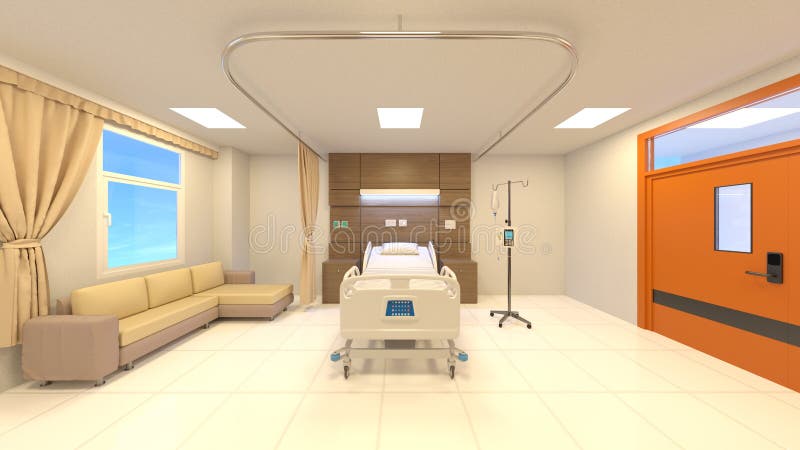 3D Rendering of the Hospital Room Stock Illustration - Illustration of ...
