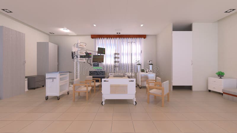 3D Rendering of the Hospital Room Stock Illustration - Illustration of ...
