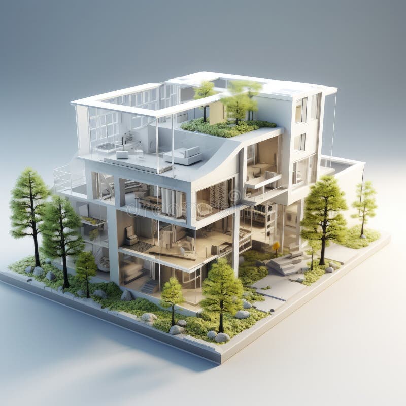 Ai, AI Generated 3D Rendering of House, Architecture Draft of Luxury ...