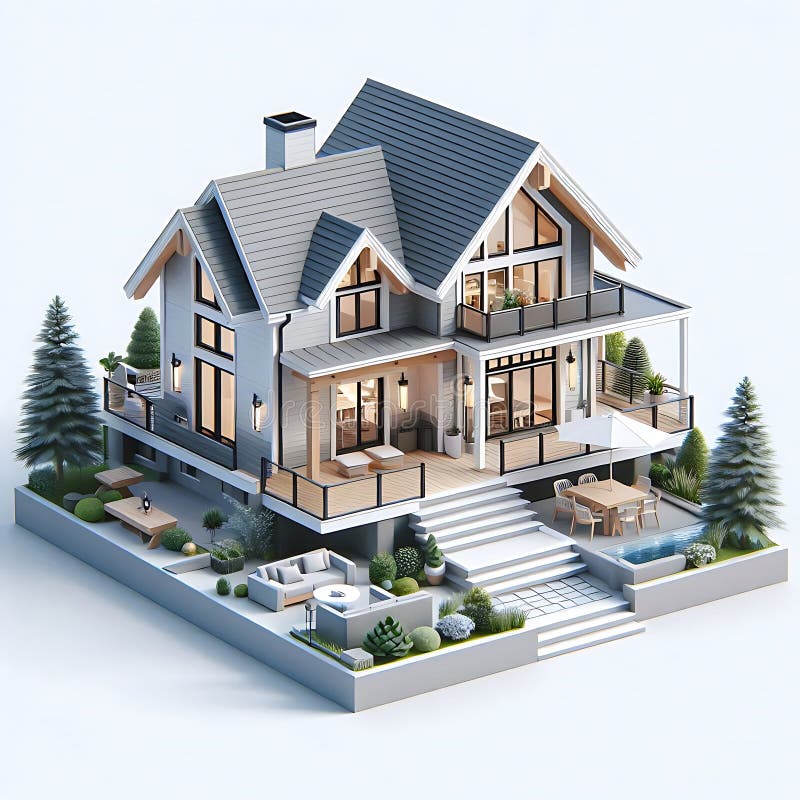 3D Rendering of House Exterior with Clipping Path. 3D Rendering of ...