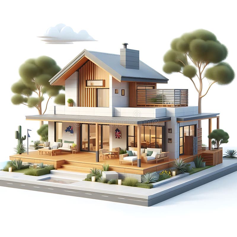 3D Rendering of House Exterior with Clipping Path. 3D Rendering of ...
