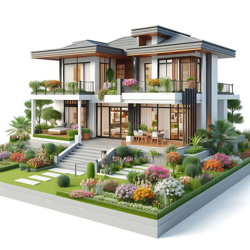 3D Rendering of House Exterior with Clipping Path. 3D Rendering of ...