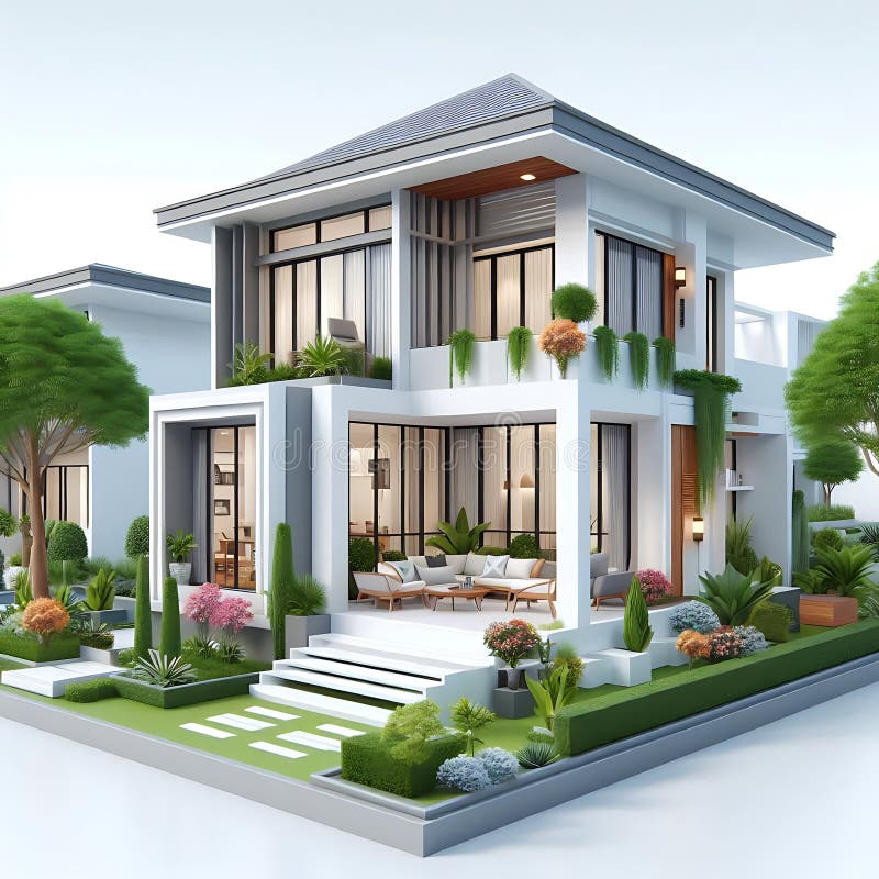 3D Rendering of House Exterior with Clipping Path. 3D Rendering of ...