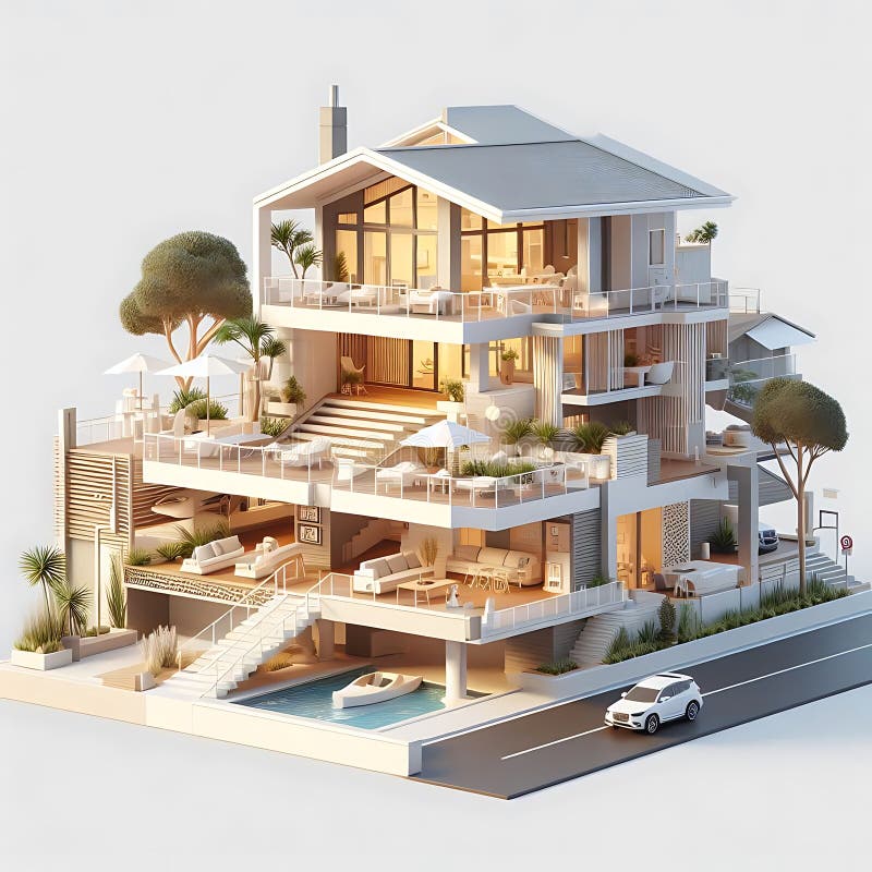 3D Rendering of House Exterior with Clipping Path. 3D Rendering of ...