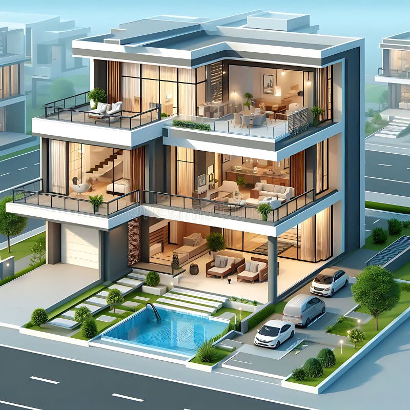 3D Rendering of House Exterior with Clipping Path. 3D Rendering of ...