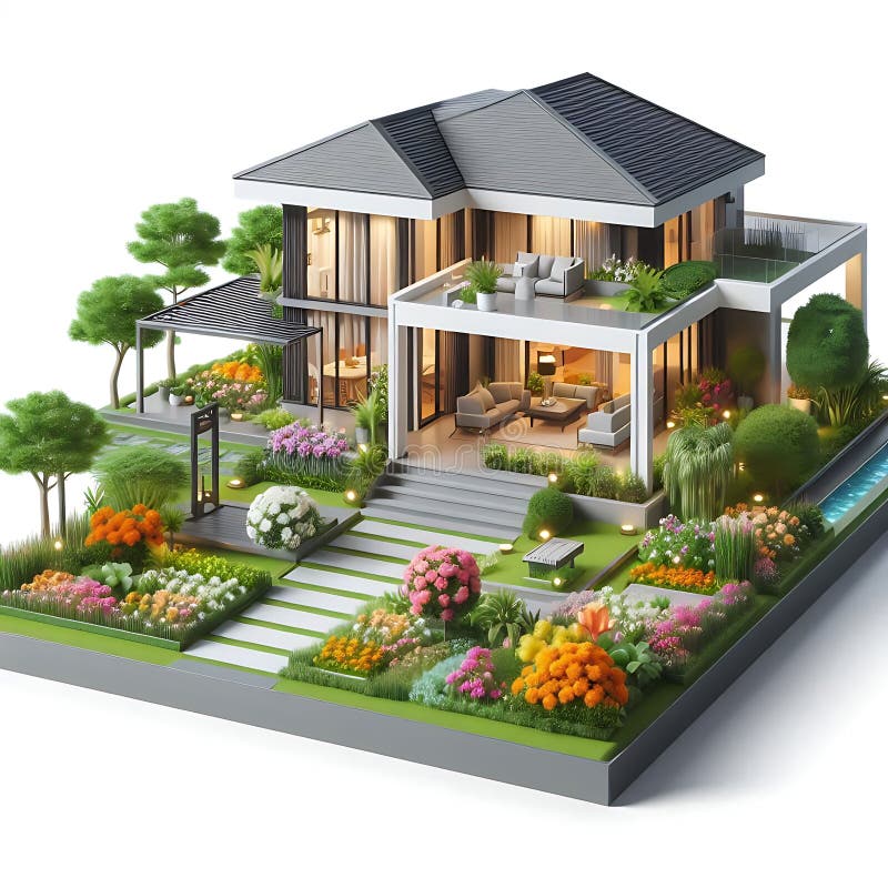 3D Rendering of House Exterior with Clipping Path. 3D Rendering of ...