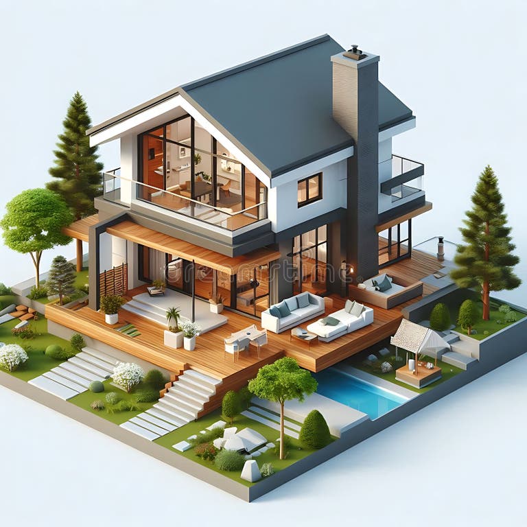 3D Rendering of House Exterior with Clipping Path. 3D Rendering of ...