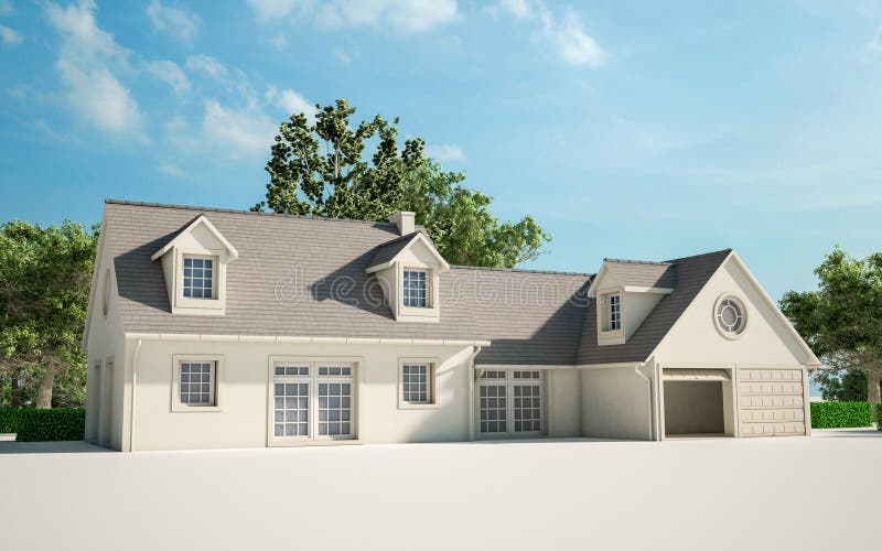 House with Garden Undergoing Renovation Stock Illustration ...