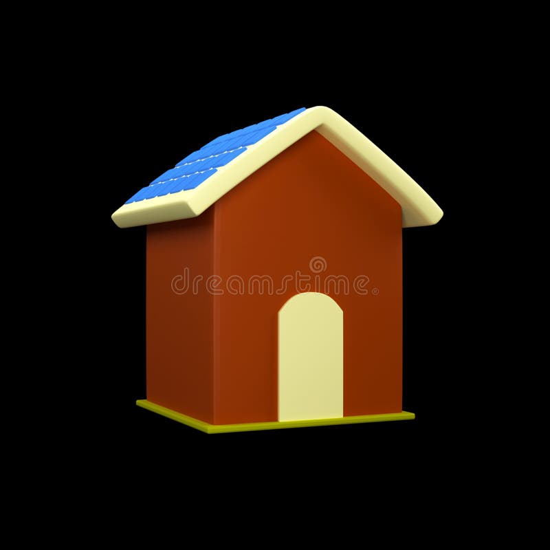 3D Rendering of House or Home Element on Black Stock Illustration ...