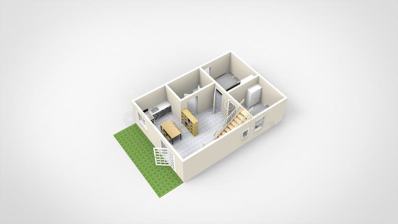 3D Rendering House Plan Drafting Isolated Stock Illustration ...
