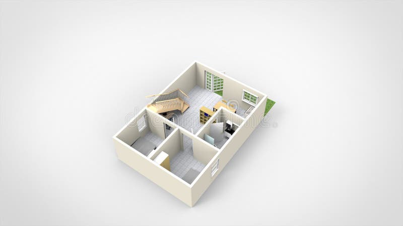 3D Rendering House Plan Drafting Isolated Stock Illustration ...