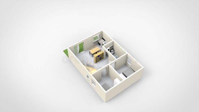 3D Rendering House Plan Drafting Isolated Stock Illustration ...