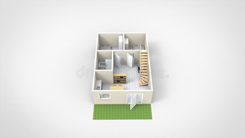 3D Rendering House Plan Drafting Isolated Stock Illustration ...