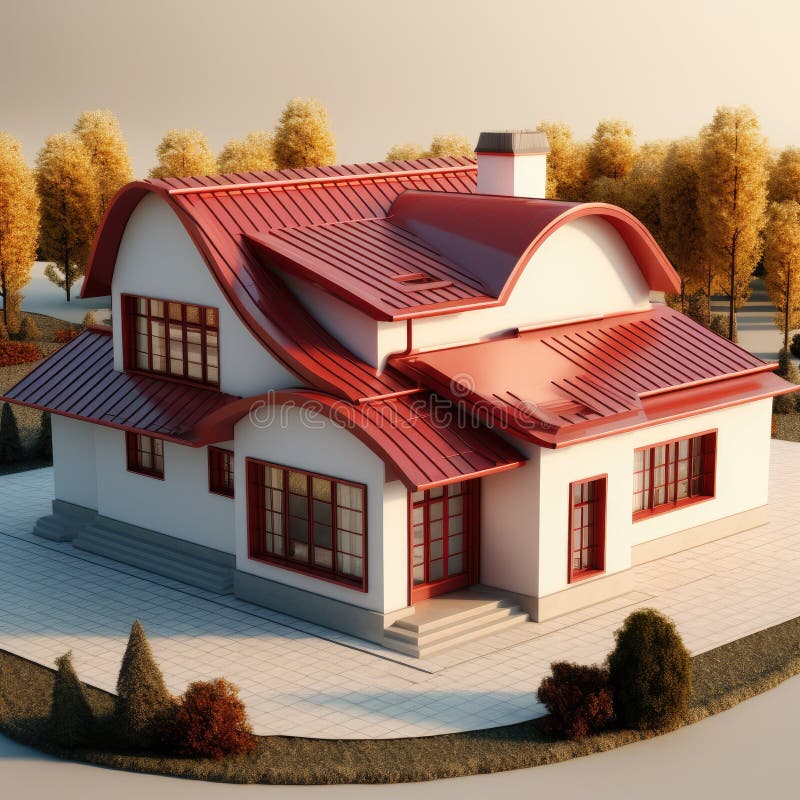 3d Rendering of a House with a a Plan Stock Illustration - Illustration ...