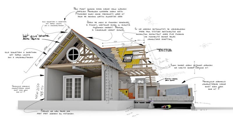 House Construction Technical Details Stock Illustration - Illustration ...