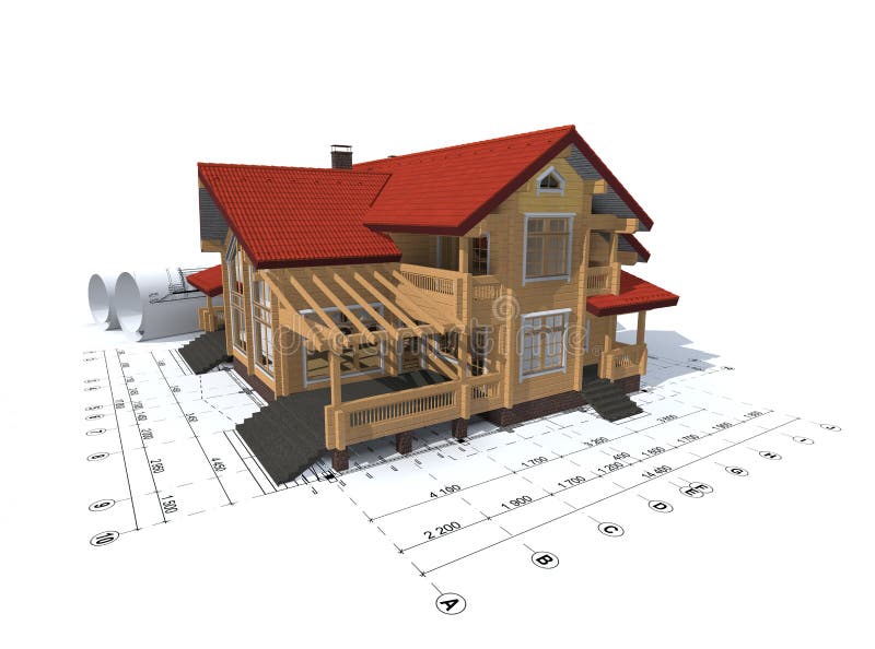 3d house project stock illustration. Illustration of centimeter - 25802369