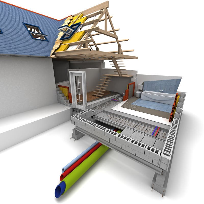 Home construction process stock illustration. Illustration of blueprint ...
