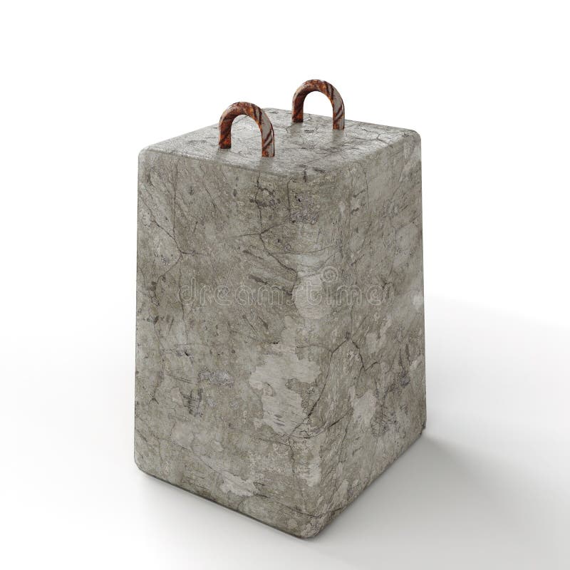 3D Rendering of a Huge Concrete Block Model Isolated on a White ...